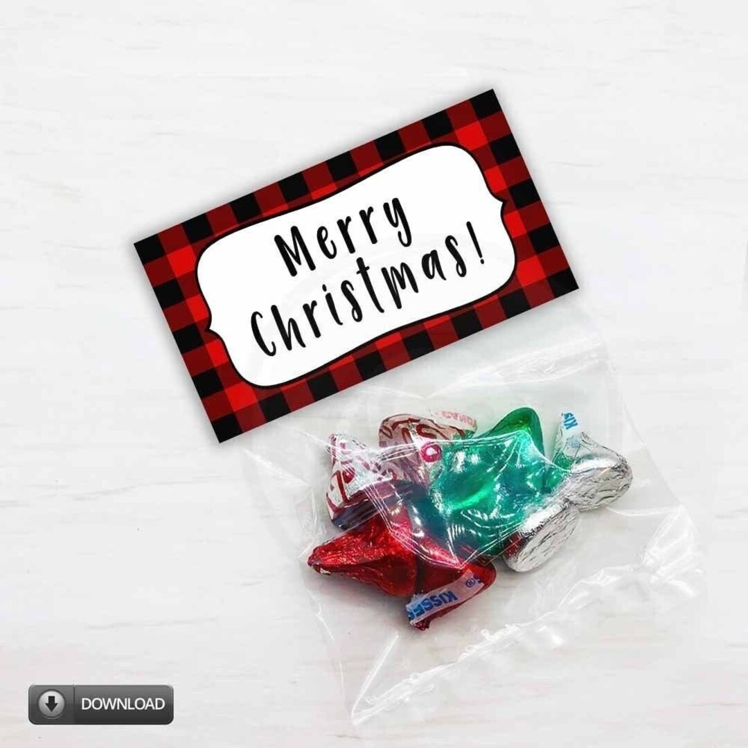 Red Black Buffalo Check Farmhouse Christmas Cookie and Favor Bag ...