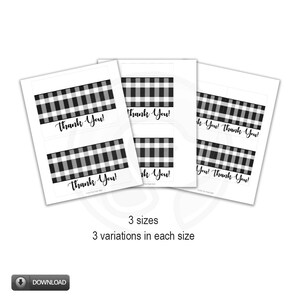 Printable Thank You Treat Bag Toppers, Black White Farmhouse Buffalo ...
