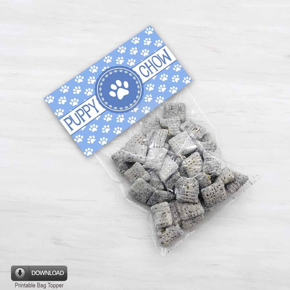 Light Blue Printable Puppy Chow Treat Bag Toppers Boy Puppy - Etsy
