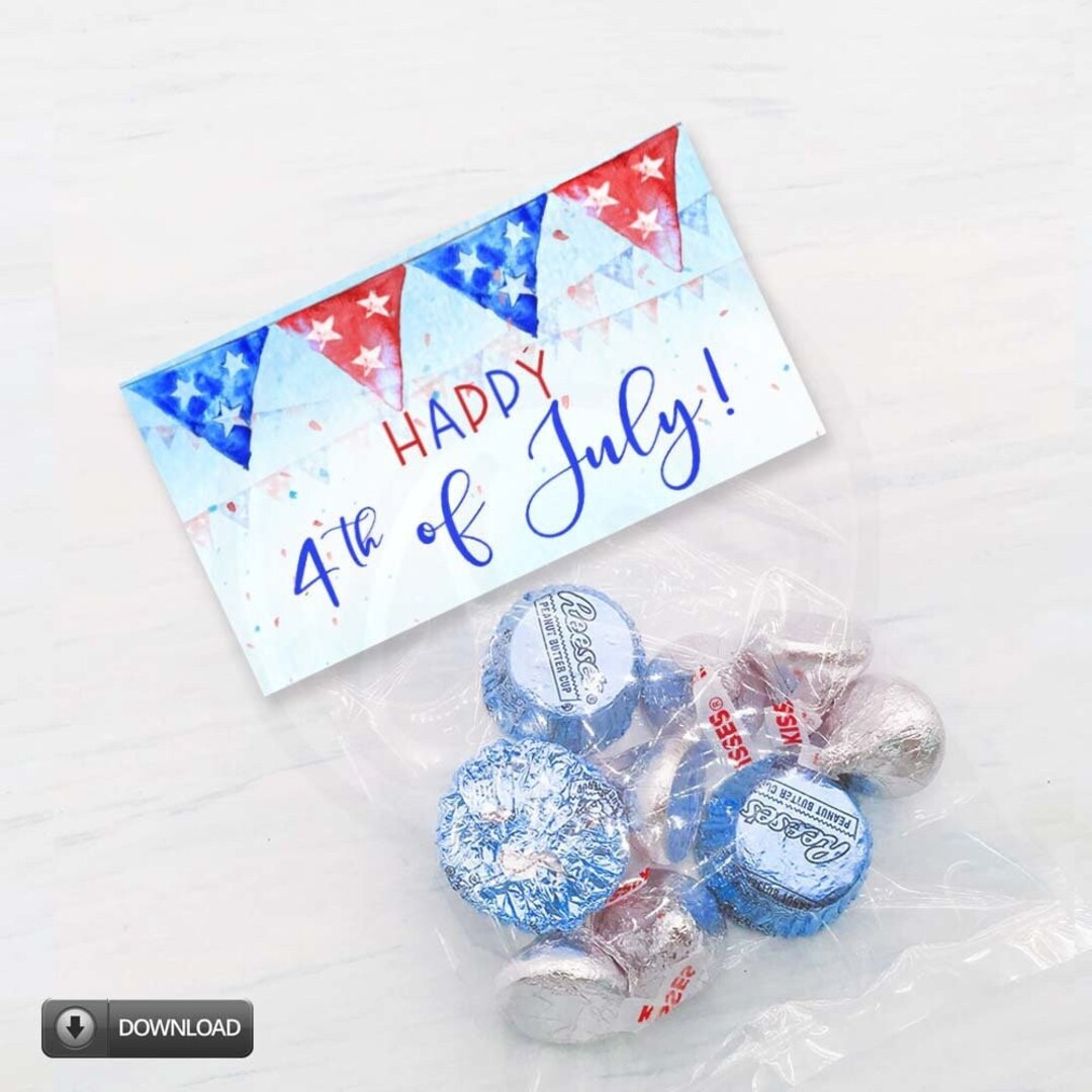 Happy 4th of July Printable Bag Toppers, Patriotic Red White Blue ...