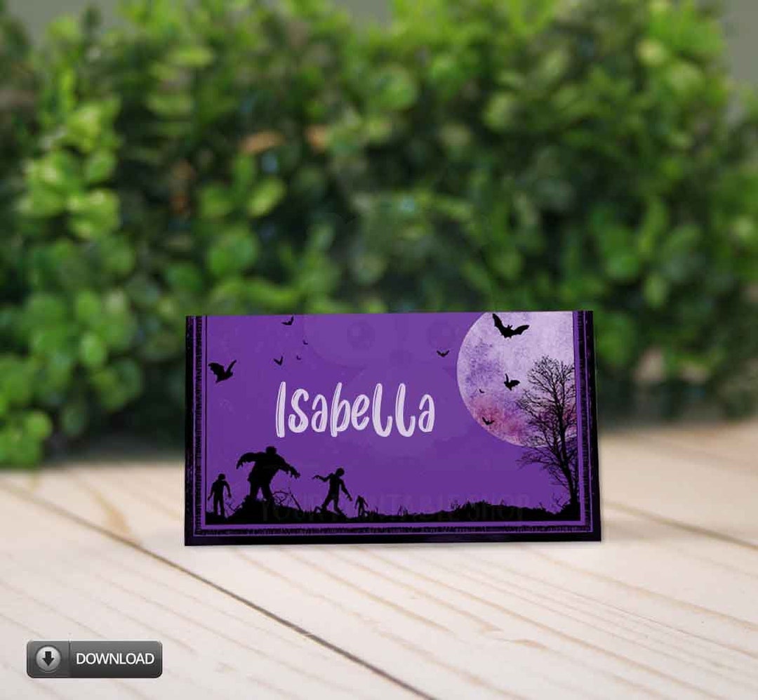 Printable Halloween Place Cards With Walking Dead Zombies, Spooky ...