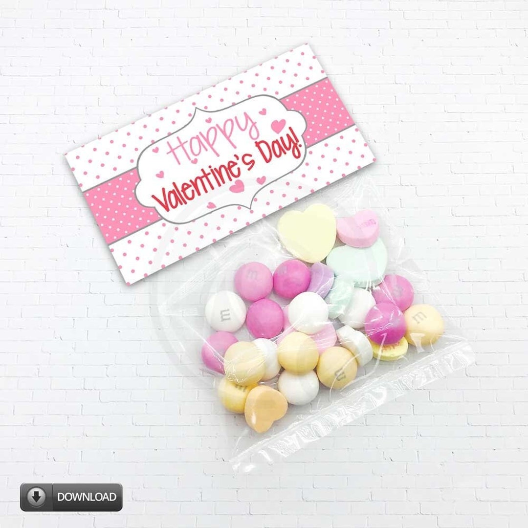 Valentine's Day Candy Bag Toppers for Classroom Valentine Themed ...