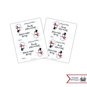 Snowman Soup Bag Toppers for Christmas & Winter Parties, Happy Holidays ...
