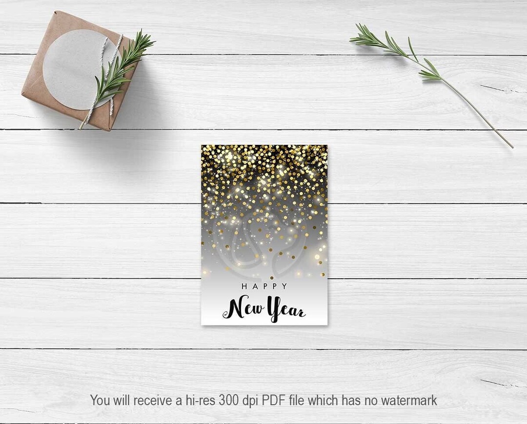 Black Gold New Year's Eve Printable Mini Cookie Cards, New Years ...