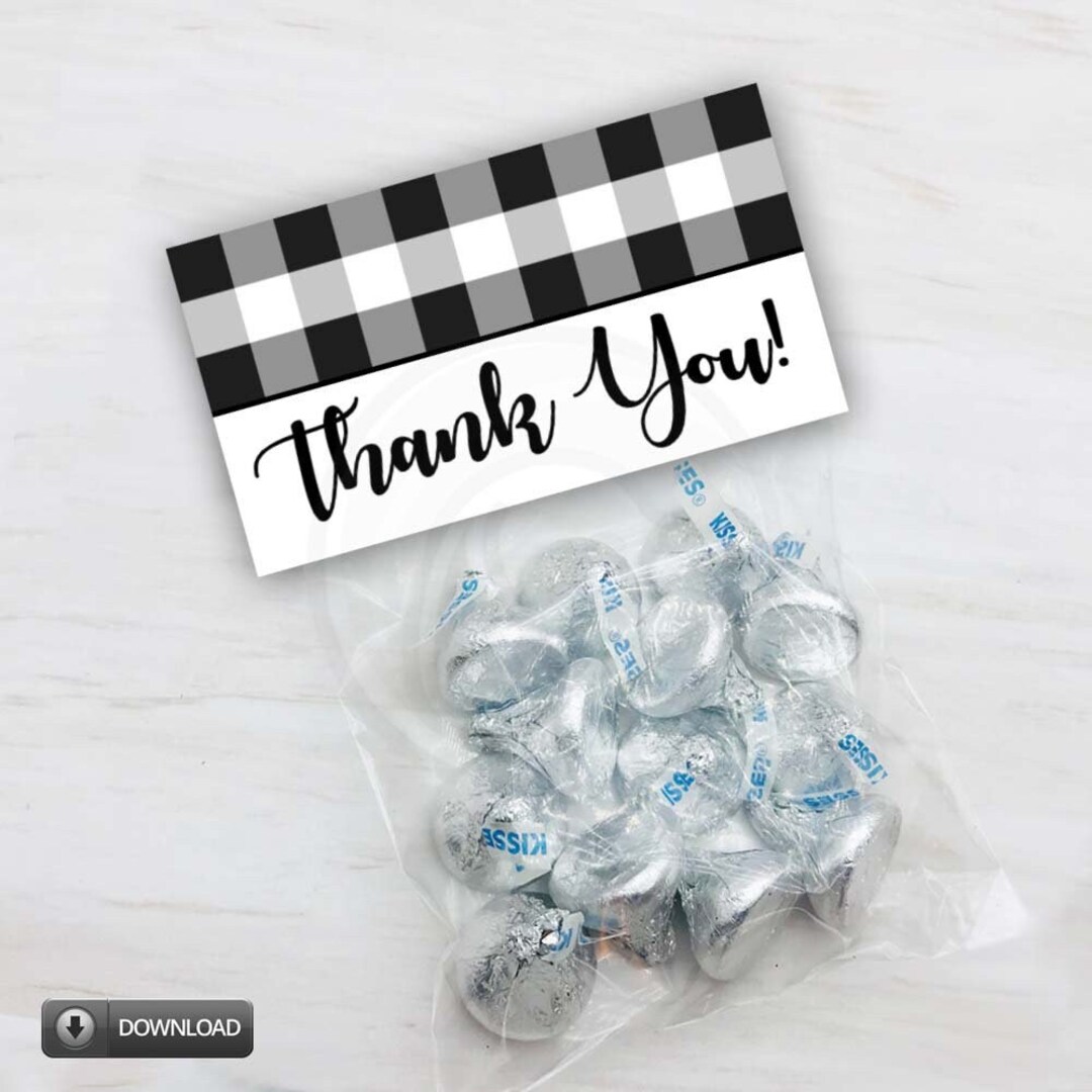 Printable Thank You Treat Bag Toppers, Black White Farmhouse Buffalo ...