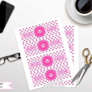 Printable Pink Puppy Chow Treat Bag Toppers, Puppy Birthday Thank You ...