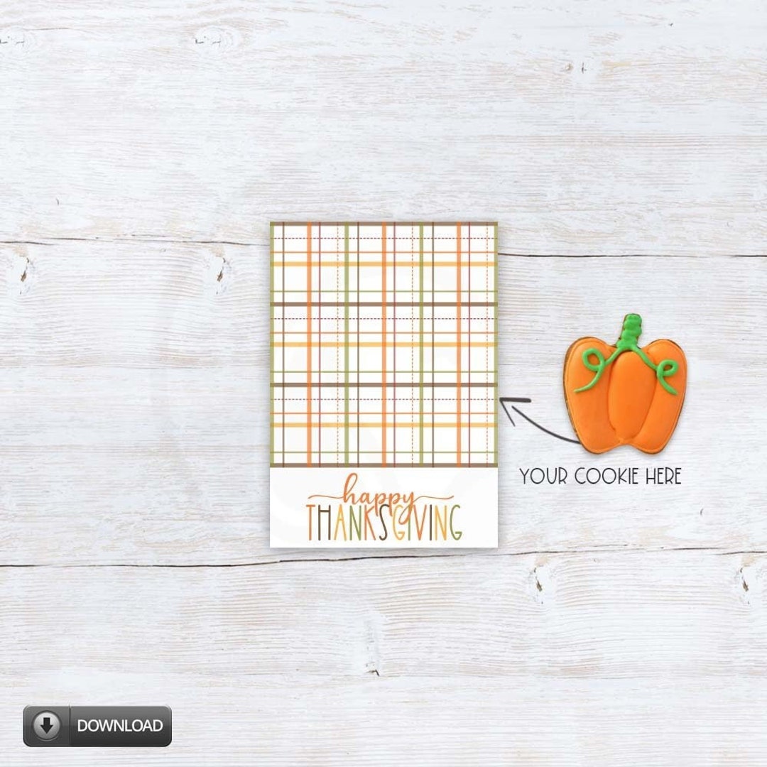 Printable Happy Thanksgiving 3.5x5 Mini Cookie Card, Thanksgiving ...