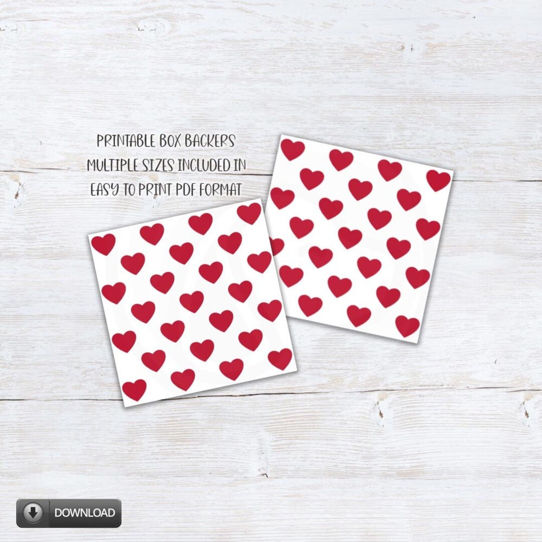 Red Heart Cookie Box Backers, Printable Valentine Wedding Heart Cookie ...