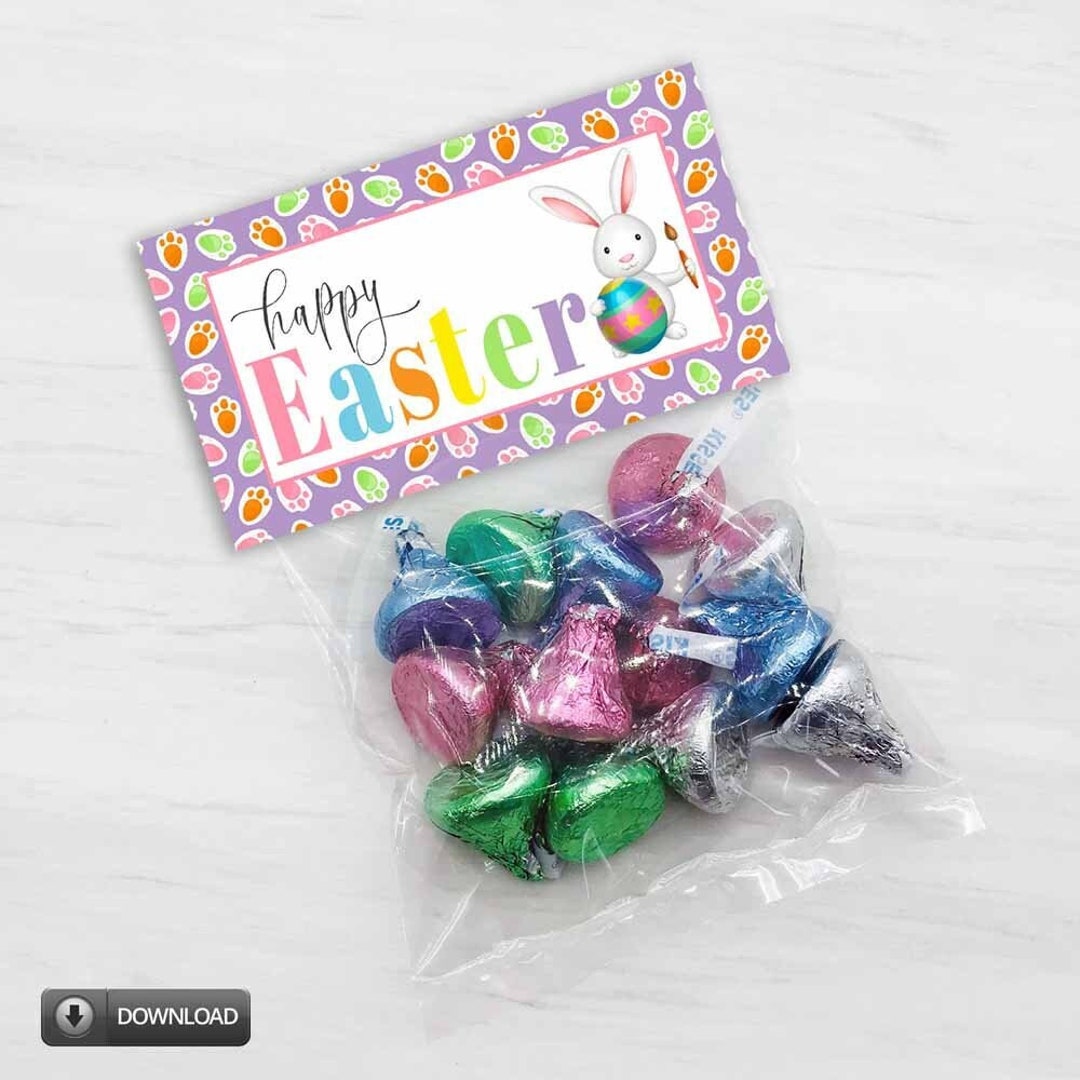 Easter Bunny Treat Bag Toppers, Printable Easter Candy or Cookie Bag ...