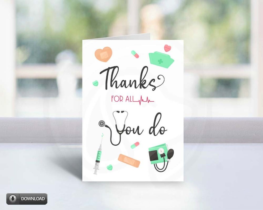 Printable Nurse Thank You Card, Nurse Appreciation Week Thank You ...