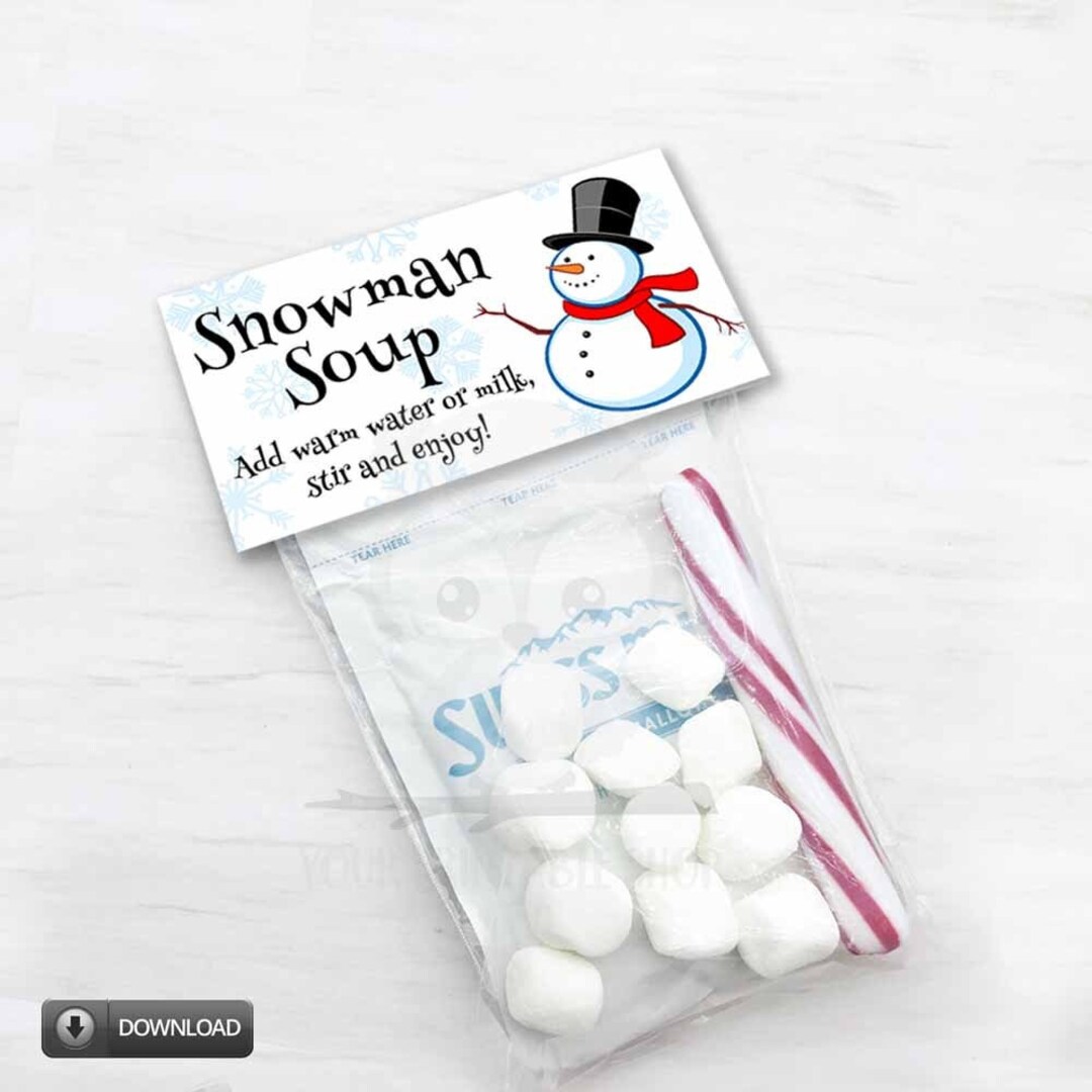 Snowman Soup Bag Toppers for Christmas & Winter Parties, Frosty the ...