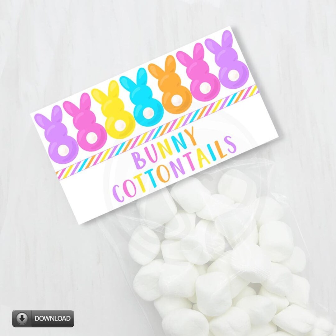 Easter Bunny Cottontails Printable Bag Toppers, Kid's Easter Party ...