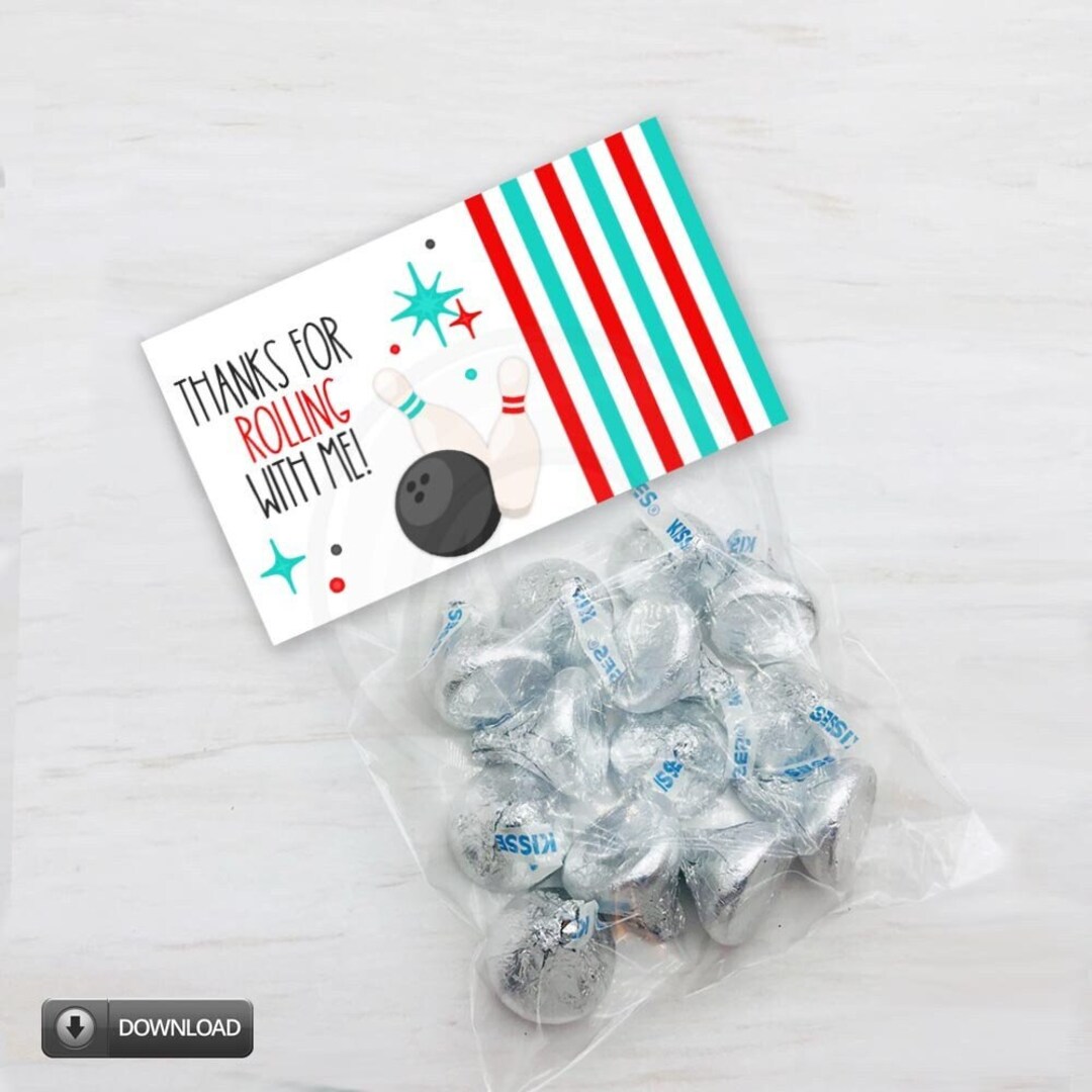 Bowling Party Treat Bag Toppers, Bowling Birthday Party Cookie Candy ...