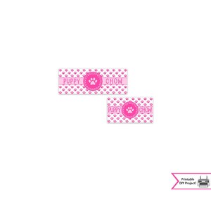 Printable Pink Puppy Chow Treat Bag Toppers, Puppy Birthday Thank You ...