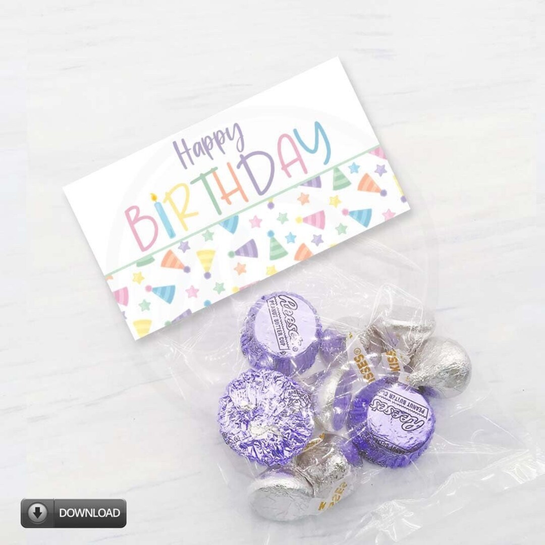 Printable Birthday Treat Bag Toppers, Pastel 1st Birthday Party Favor ...