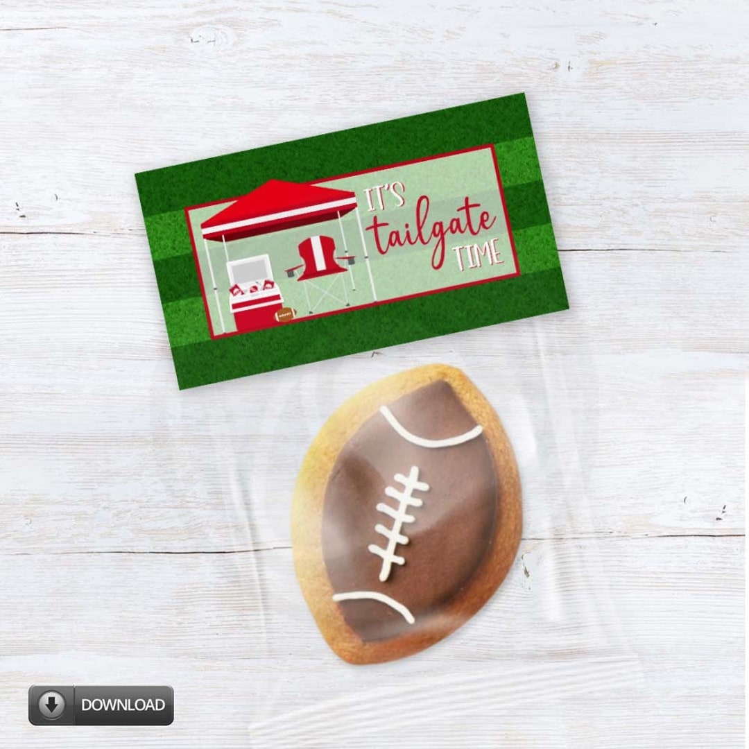 Tailgate Football Party Bag Toppers, Red White Printable Football Team ...