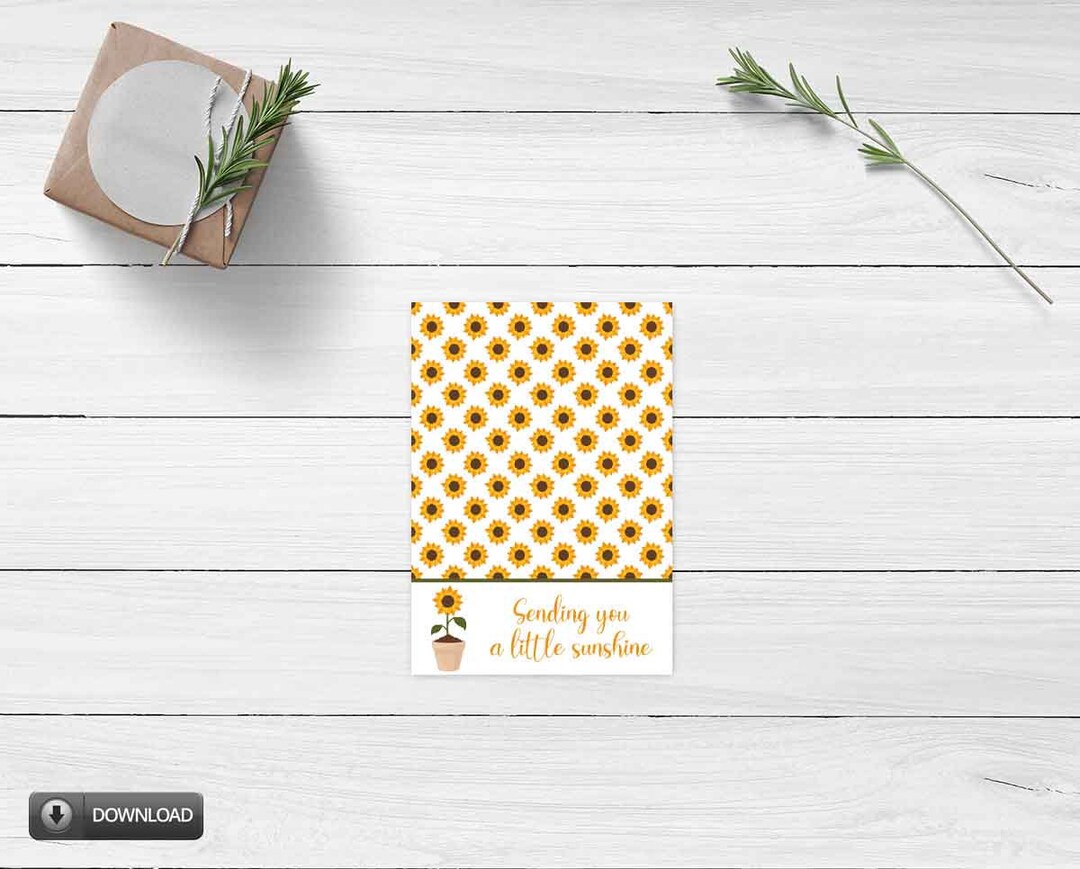 Sunflower Printable Mini Cookie Cards, Autumn Fall Sunflower 3.5x5 ...