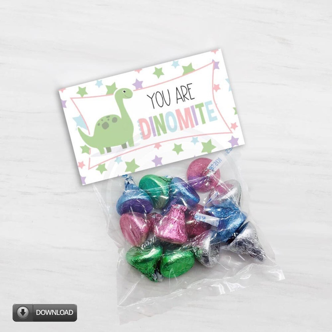 Dinosaur Treat Bag Toppers, Printable Dinomite Cookie Candy Goody Bag ...