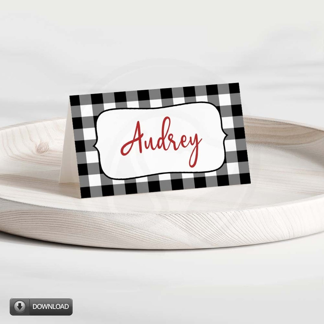 Printable Buffalo Check Place Cards Farmhouse Wedding Place - Etsy