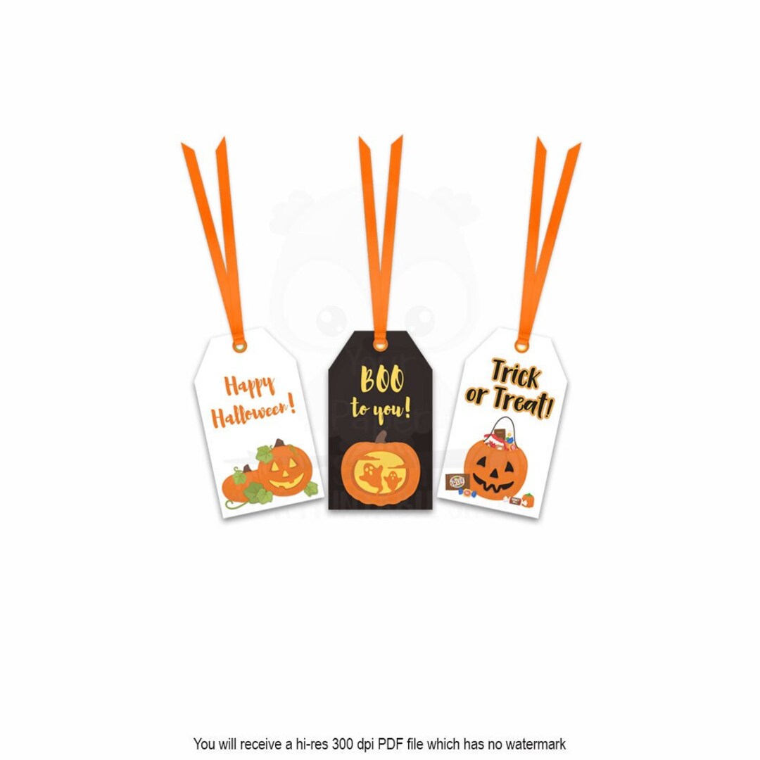 Printable Halloween Gift Tags Pumpkin Trick or Treat - Etsy