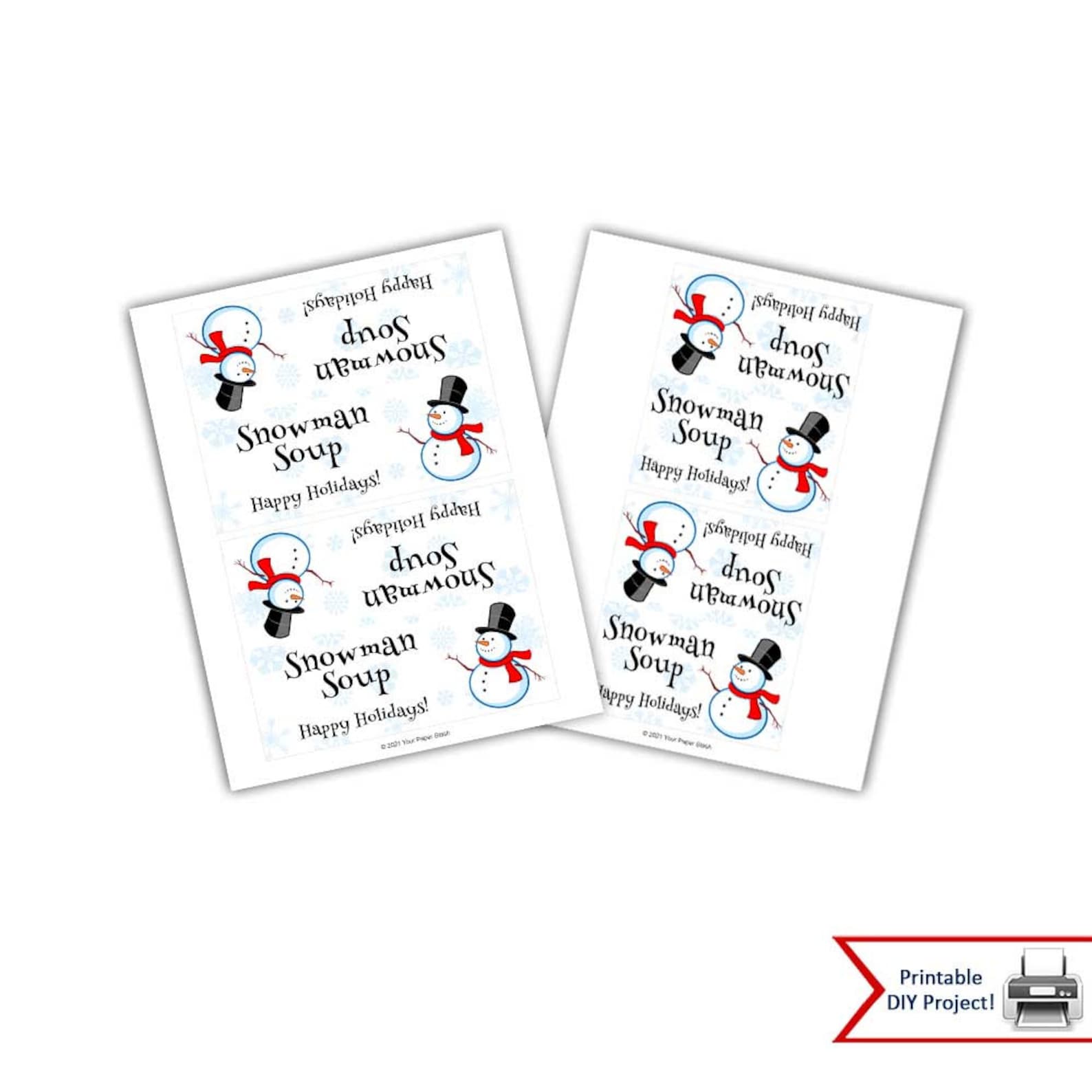 Snowman Soup Bag Toppers for Christmas & Winter Parties Happy | Etsy