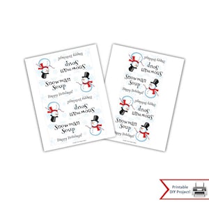 Snowman Soup Bag Toppers for Christmas & Winter Parties, Happy Holidays ...