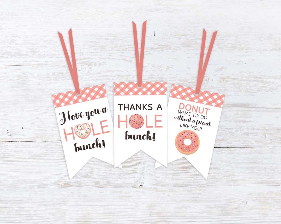 Printable Donut Gift Tags for Valentine's Day Teacher Appreciation Week ...