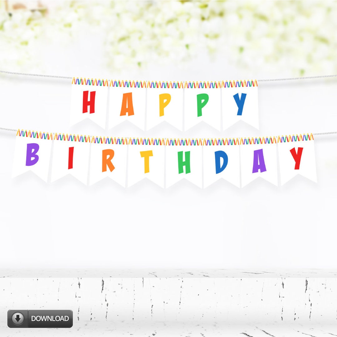 Happy Birthday Printable Banner, Birthday Candle Banner Party ...