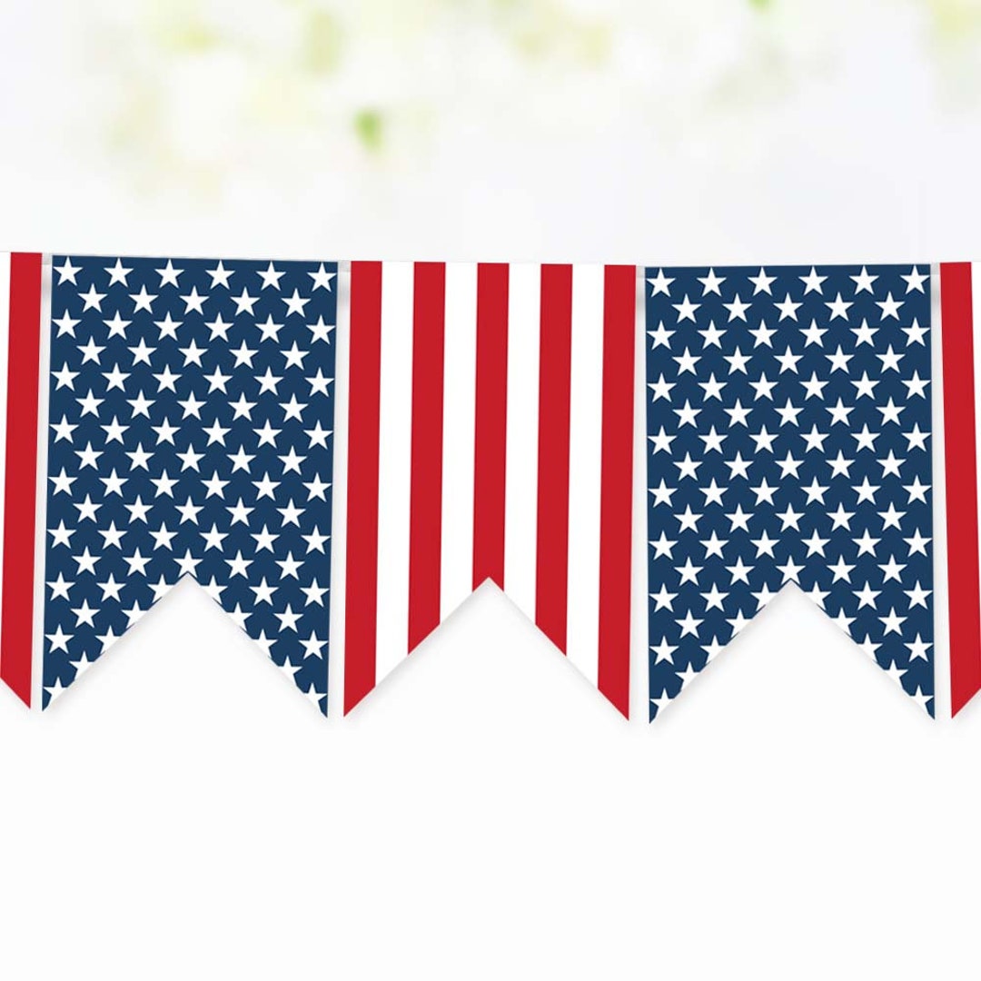 Stars and Stripes Patriotic Printable Banner Pieces for 4th of July ...