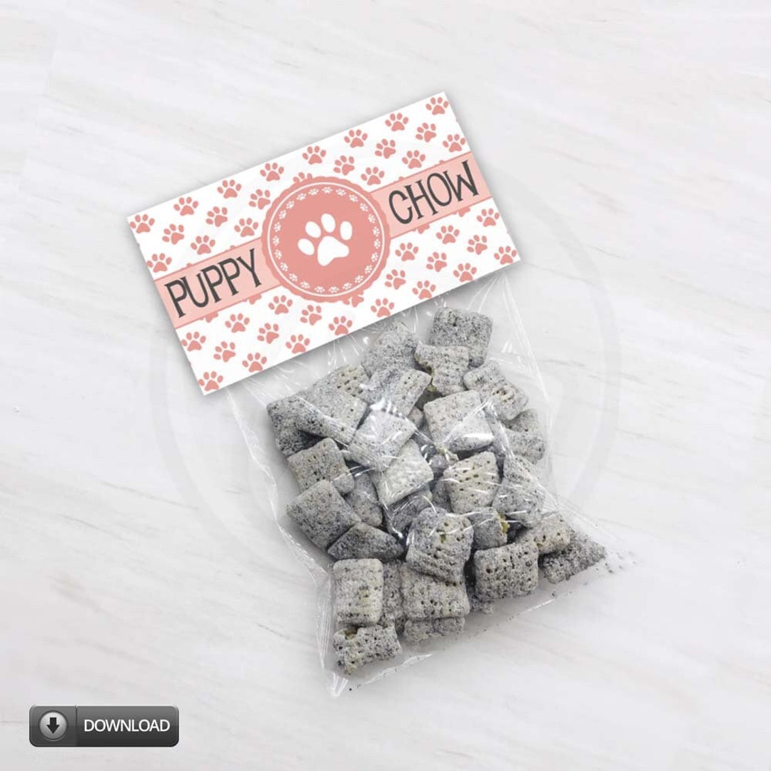 Puppy Chow Treat Bag Toppers, Puppy Birthday Party Thank You Bag ...