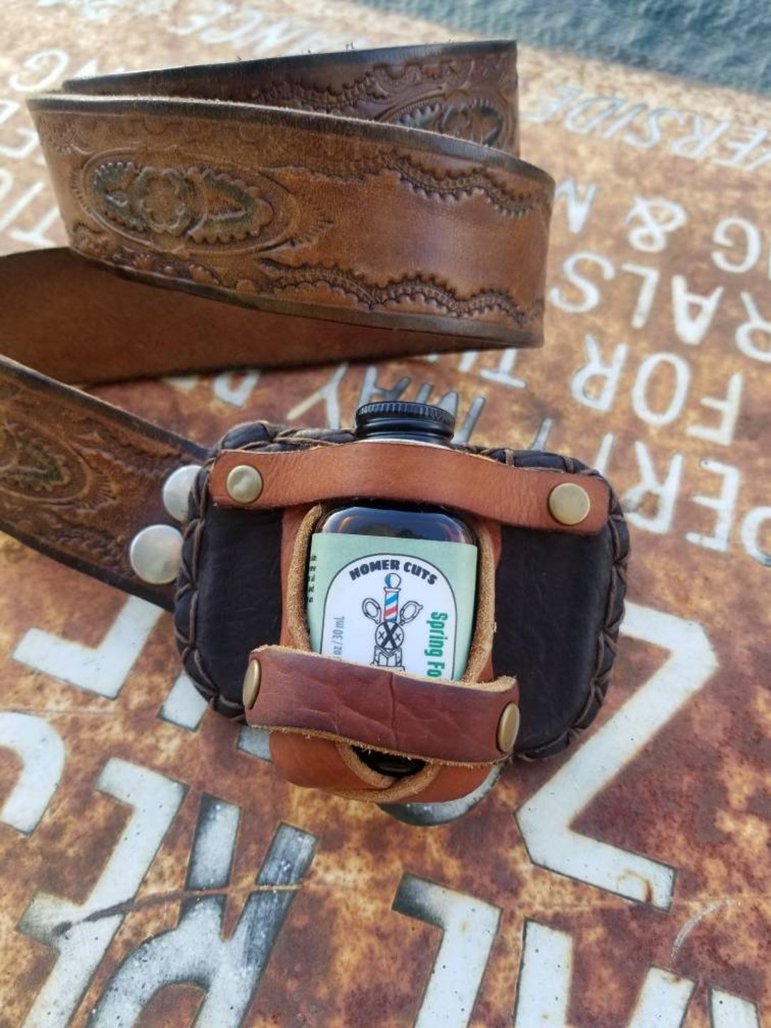 Leather Beard Oil Belt Buckle by Homer Cuts. - Etsy