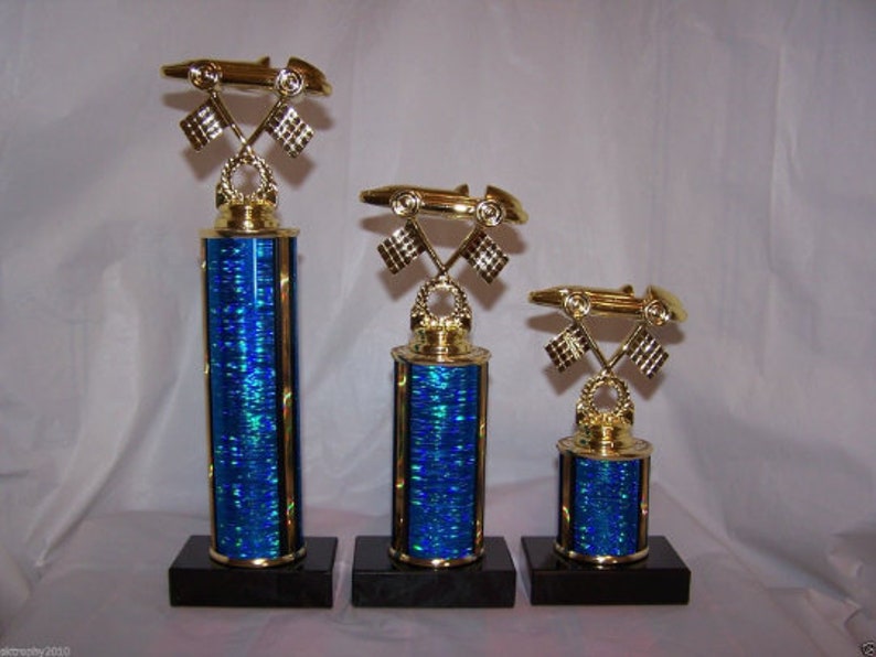 3 Derby Racing Pine Car Trophies - First -second -third -free Engraving ...