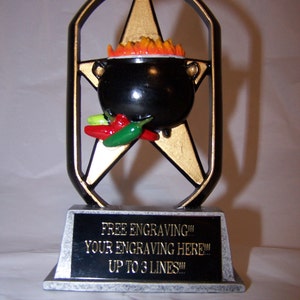 Chili Cook-off Trophy Award-chili Pot Cooking Contest First Place Award ...