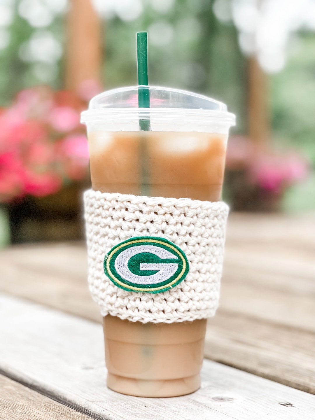 Crochet coffee cozy - coffee cozy - packers - football - Green Bay ...