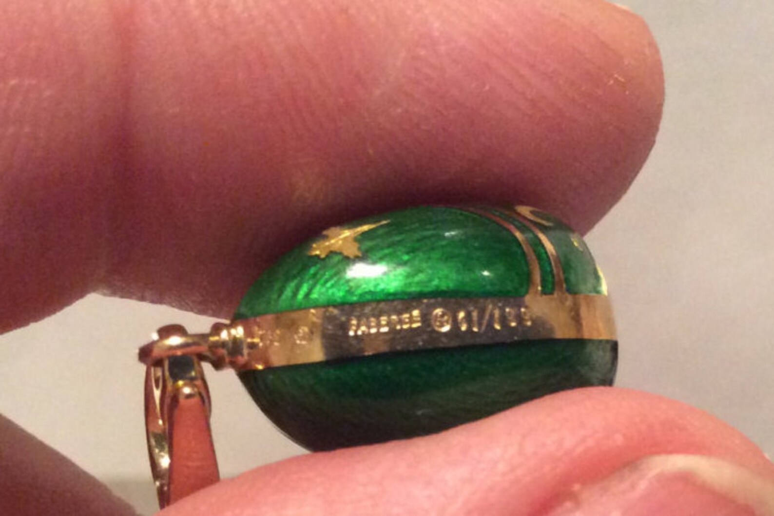 Vintage Faberge Egg Pendant 18k Gold Green Enamel Commemorative 2000 ...