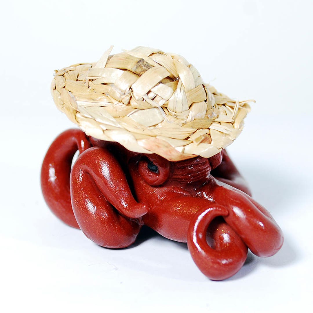 Hatted Octopus Miniature Sculpture With Magnetic Hat Attachment - Etsy