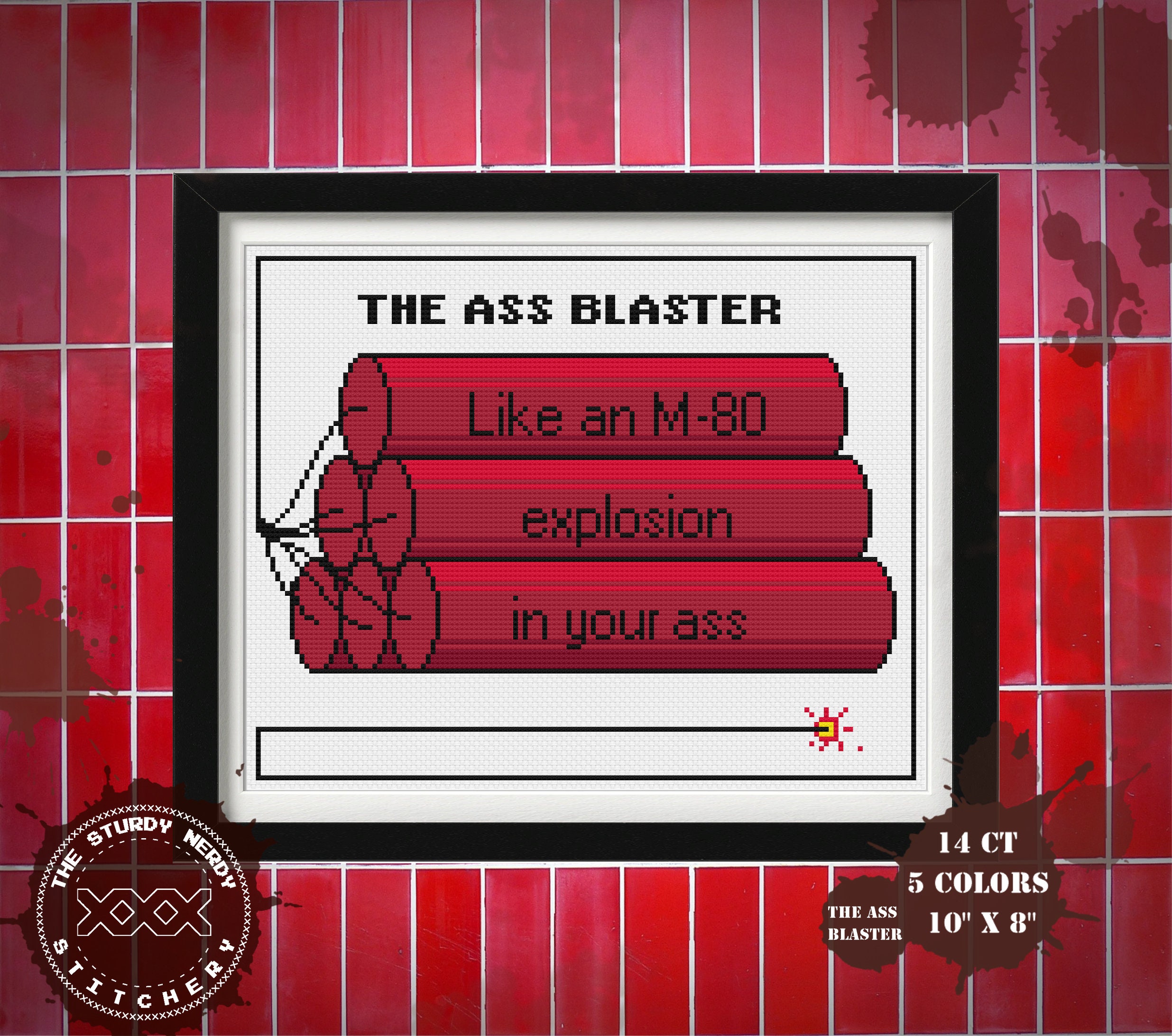 Fart Cross Stitch Pattern Stinky Stitches: the Ass Blaster 10x8 14ct ...
