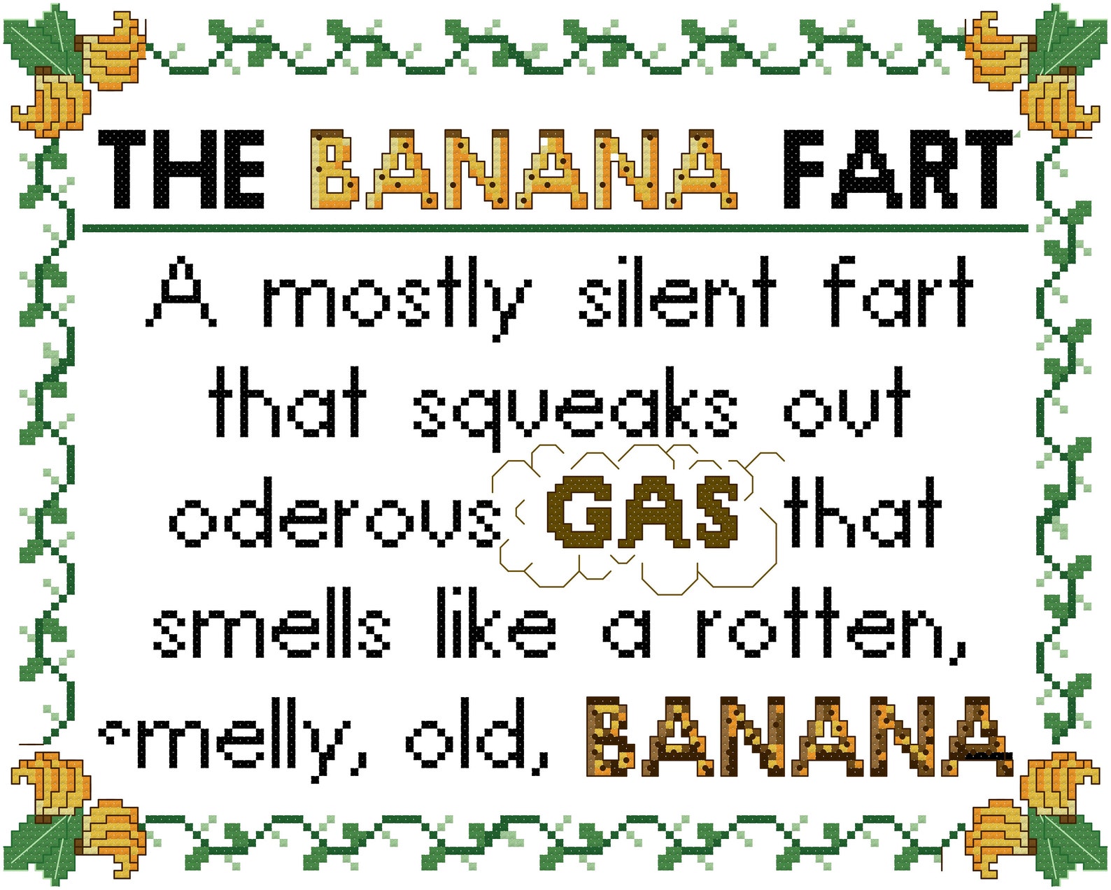 Fart Cross Stitch Pattern Digital PDF Instant Download 10" X 8" 11 ...