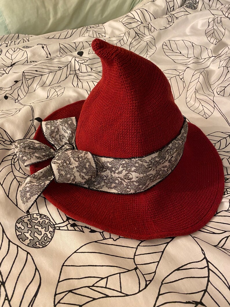 Custom Knit Witch Hat With Ribbon, Witch Hat, Knit Witch Hat, Vintage ...