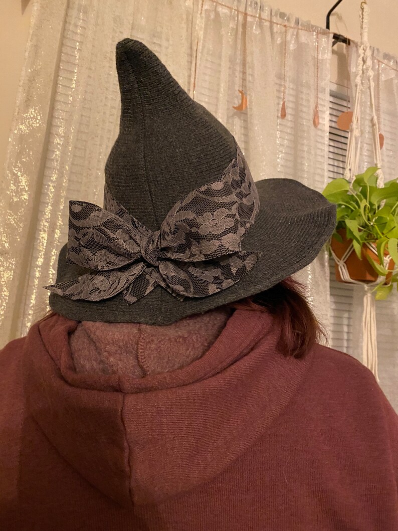 Custom Knit Witch Hat With Ribbon, Witch Hat, Knit Witch Hat, Vintage ...