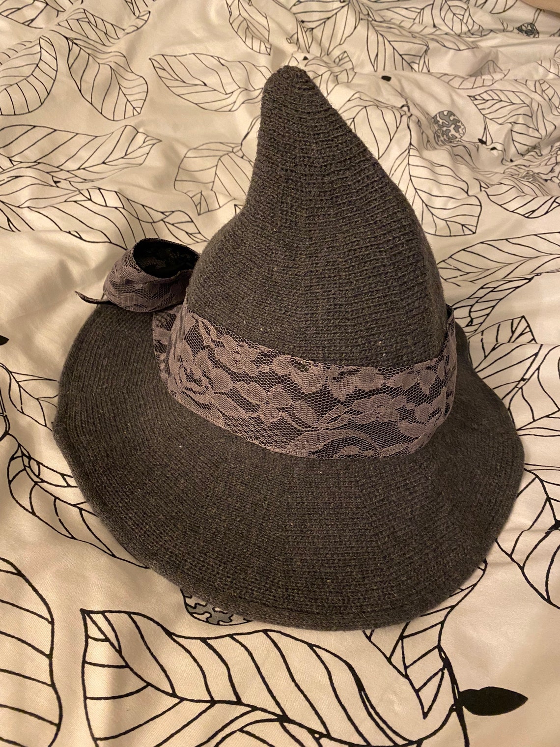 Custom Knit Witch Hat With Ribbon, Witch Hat, Knit Witch Hat, Vintage ...