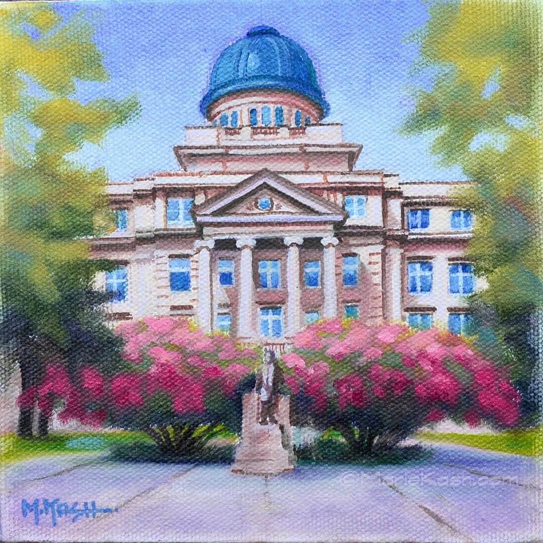 Academic Building Oil Painting: College Station Campus Landmark ...