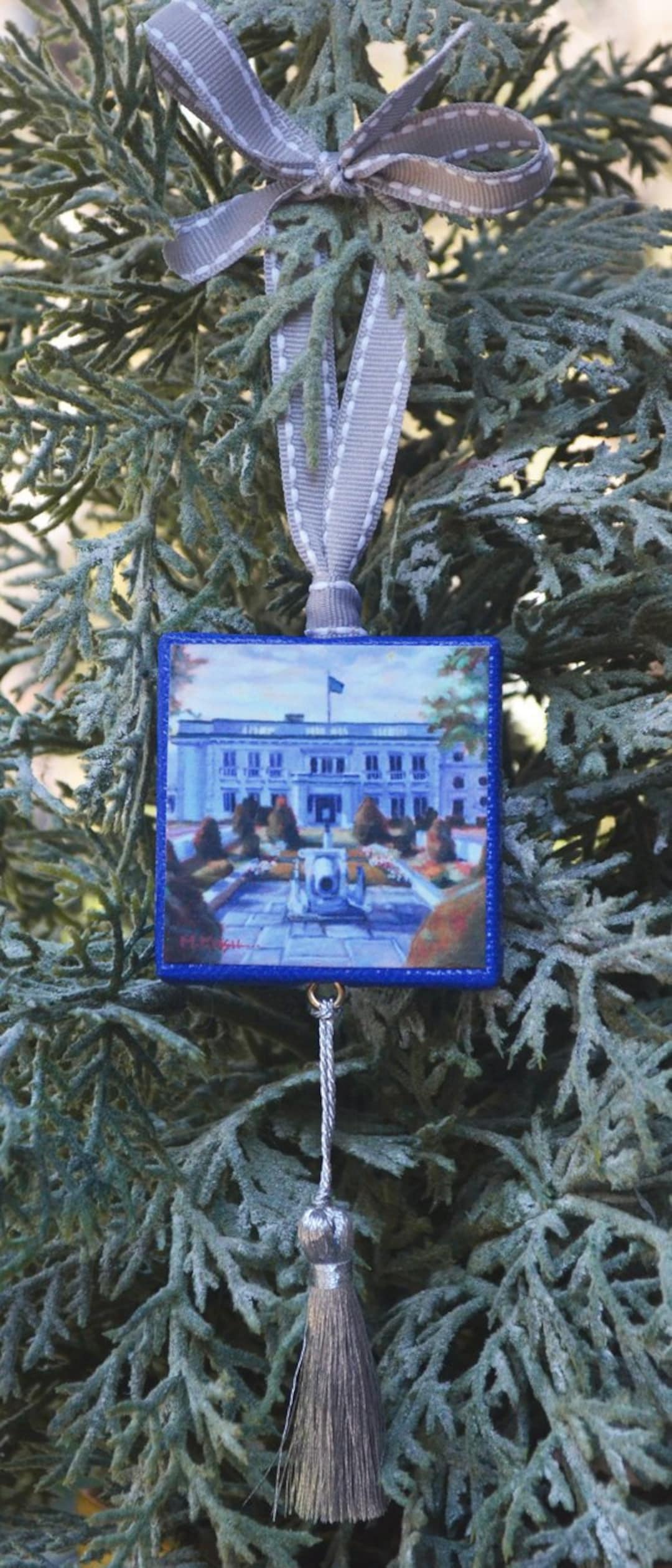 Wiley Hall Mini Canvas Ornament: Kings Point New York Campus Landmark ...