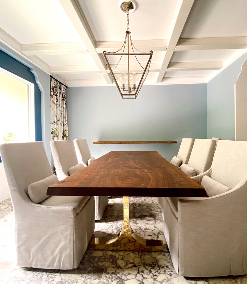 Brass Wishbone Legs and Walnut Dining Table - Etsy
