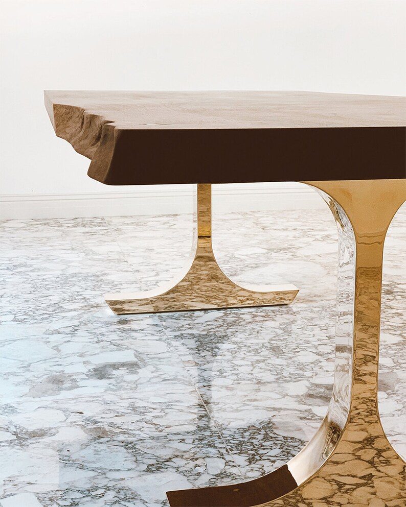 Brass Wishbone Legs and Walnut Dining Table - Etsy