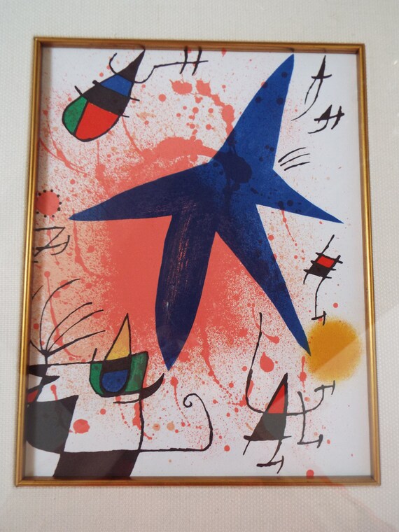 JOAN MIRO C. 1972 Blue Star Unsigned Hand Colored Lithograph | Etsy