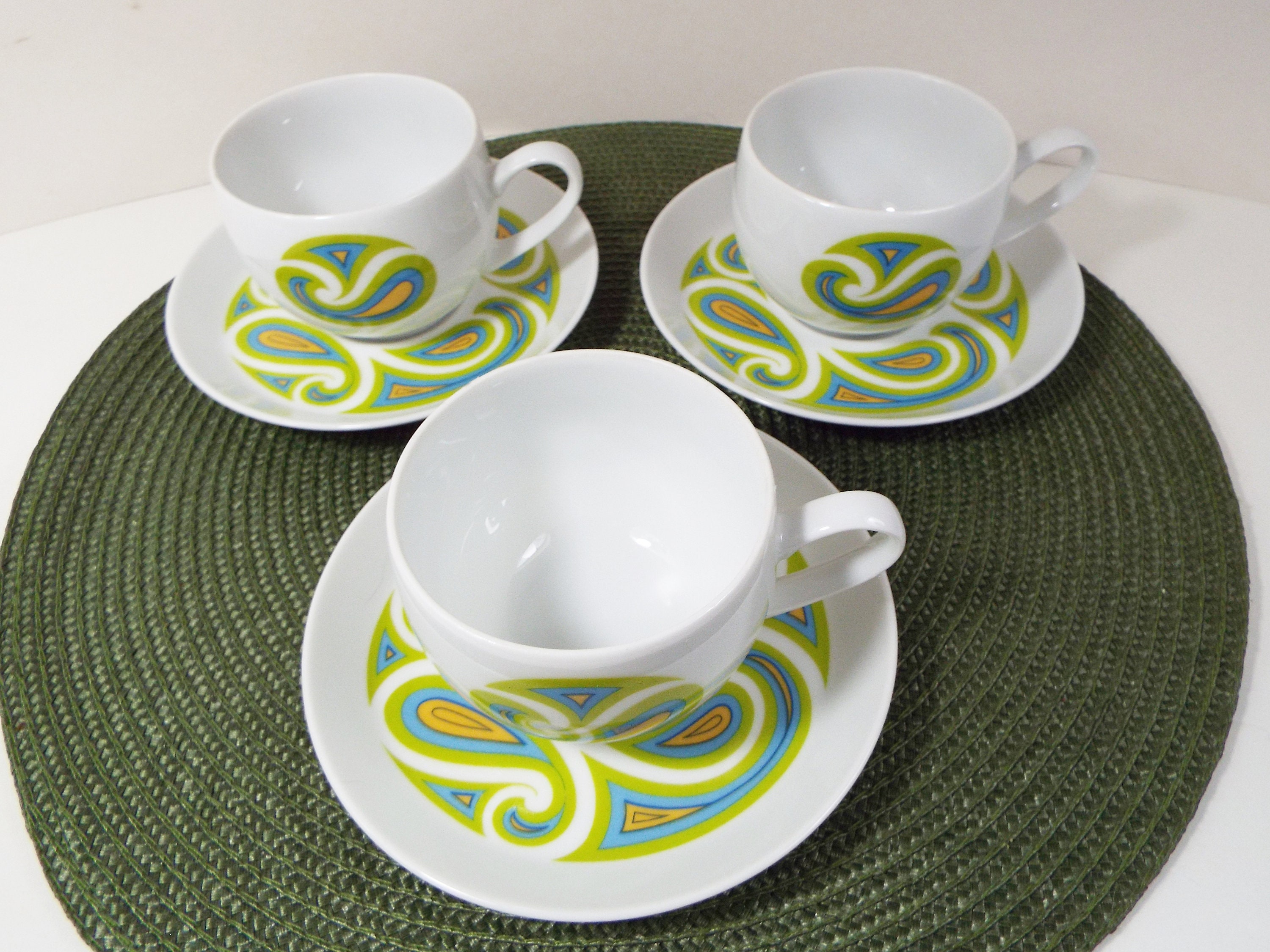 1970s Mikasa TIDES Cups and Saucers (3 Sets), Designed by Ben Seibel - Etsy