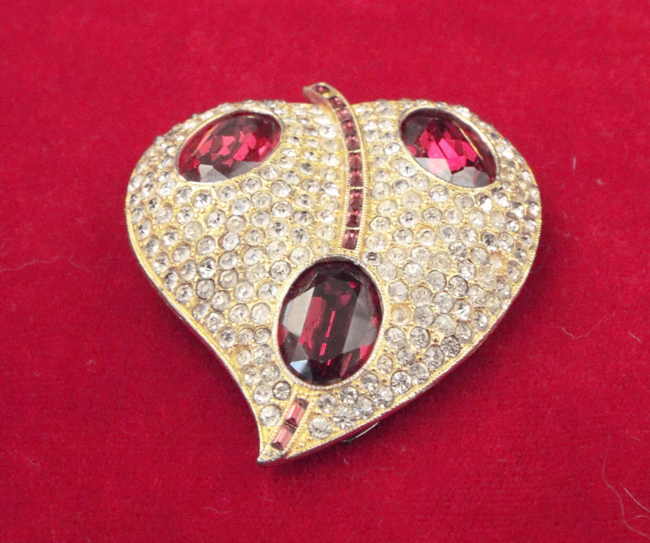 Stunning Large Mid Century Clear and Ruby Red Rhinestone Dress - Etsy