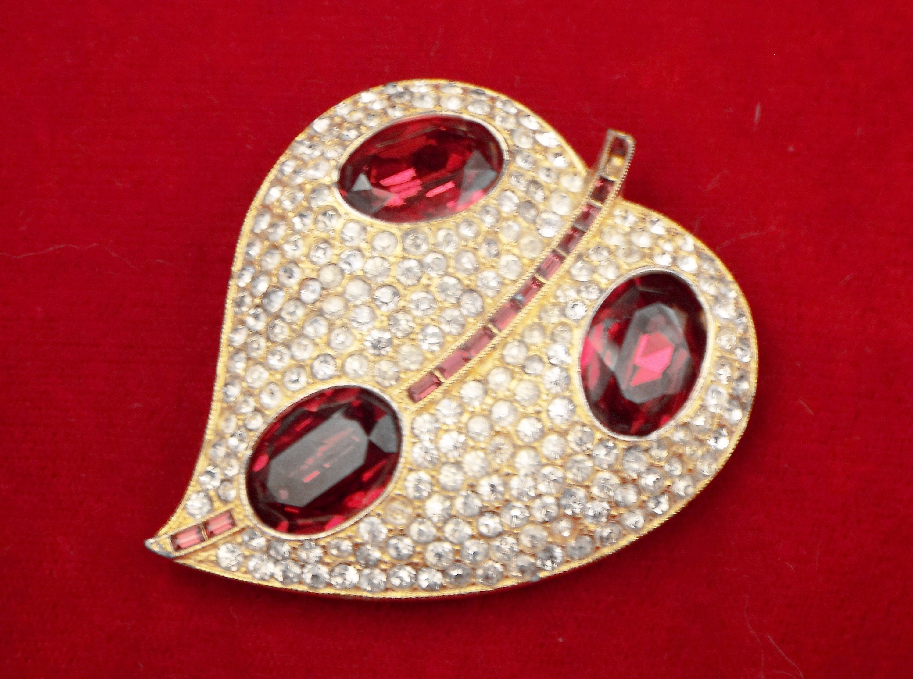 Stunning Large Mid Century Clear and Ruby Red Rhinestone Dress - Etsy