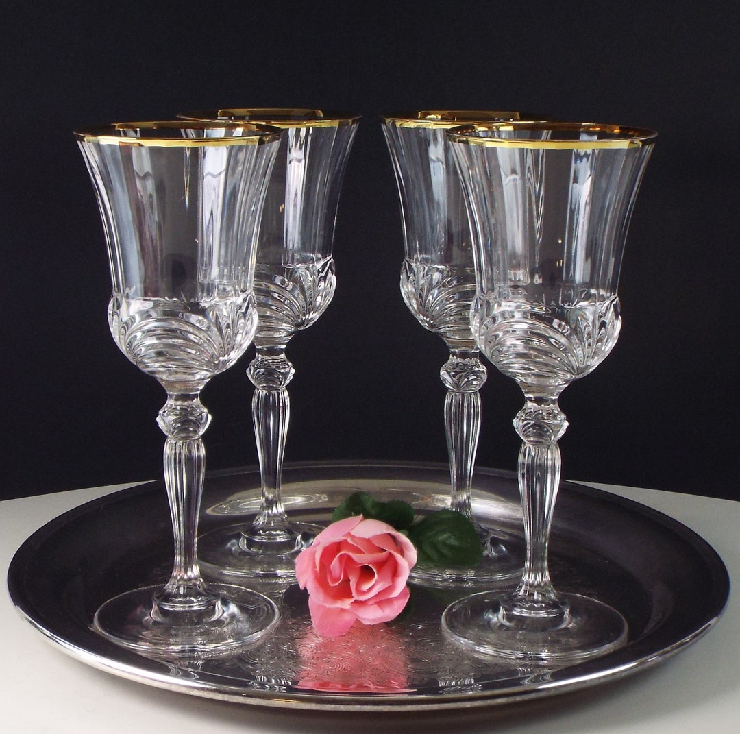 4 Stemmed Water Goblets aurora Gold by Royal Crystal Rock - Etsy